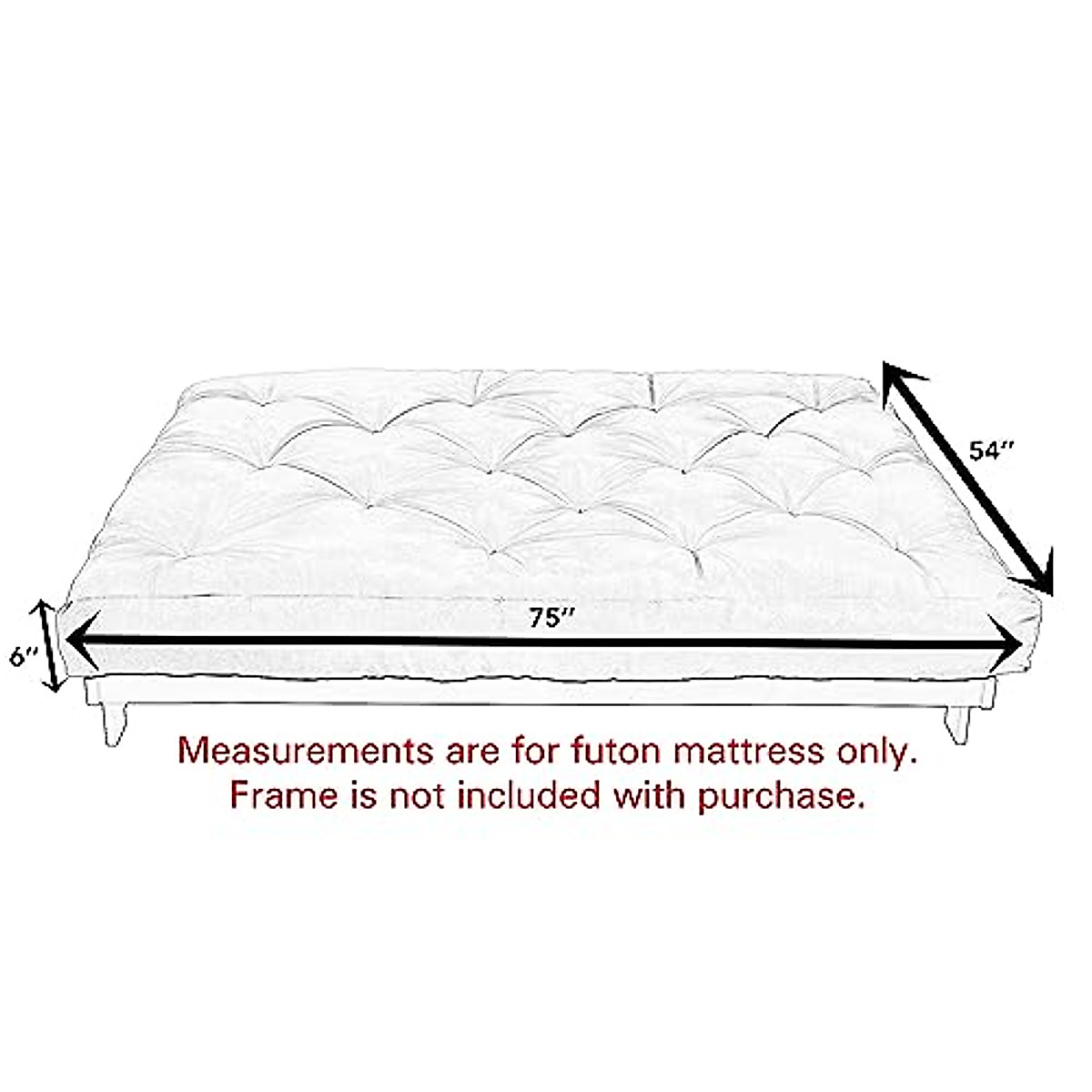 Trupedic Poly Solid Futon Mattress, 6-inch, Black