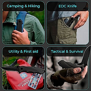 Tactical Knife for Men - Black Pocket Knife - Best Spring Assisted Knife with Glass Breaker and Pocket Clip - Cool Folding Knives for Military Work Self Defense Camping - Birthday Gifts for Dad 6495 B