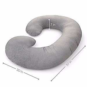 Pharmedoc Pregnancy Pillows, C Shaped Full Body Pillow for Adults– Pregnancy Pillows for Sleeping – Maternity Pillow with Support for Back, Legs, Belly and Hips – Grey Jersey Cotton Removable Cover