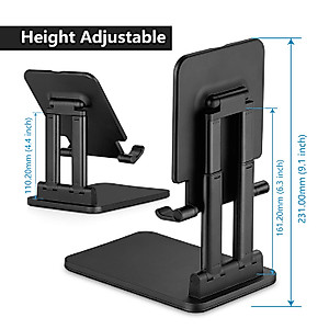 PEPPER JOBS Tablet Stand, Portable Monitor Stand 6.69 * 4.72" Wide, Dual Tube Foldable & Adjustable, iPad Stand Compatible with iPad Pro 11, 12.9, iPad Mini, Up to 15.6" Portable Monitor (Black)