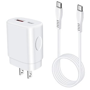 25W Super Fast Charger Type C Dual Port Samsung Fast Charging Block for Galaxy A35 A55 A15 5G A25 S24 Ultra S23 FE Z Flip 5 Z Fold 5 A14 A54 A13 A53 A23,PD Power Adapter with 6FT Type C to C Cable