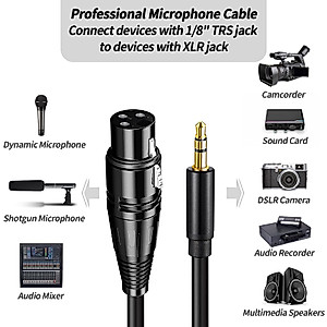 Sound harbor XLR Female to 3.5mm Microphone Cable, XLR to 1/8 Inch Female Patch Cables, 6.5 Feet