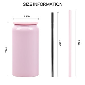 JYLJINGYULI 12 Pack Glass Cups with Lids and Straws, 16oz Stainless Steels Sublimation Tumbler Cups, Beer Cups, Iced Coffee Cups, Smoothie Cup for Whiskey, Soda, Tea, Water cups.