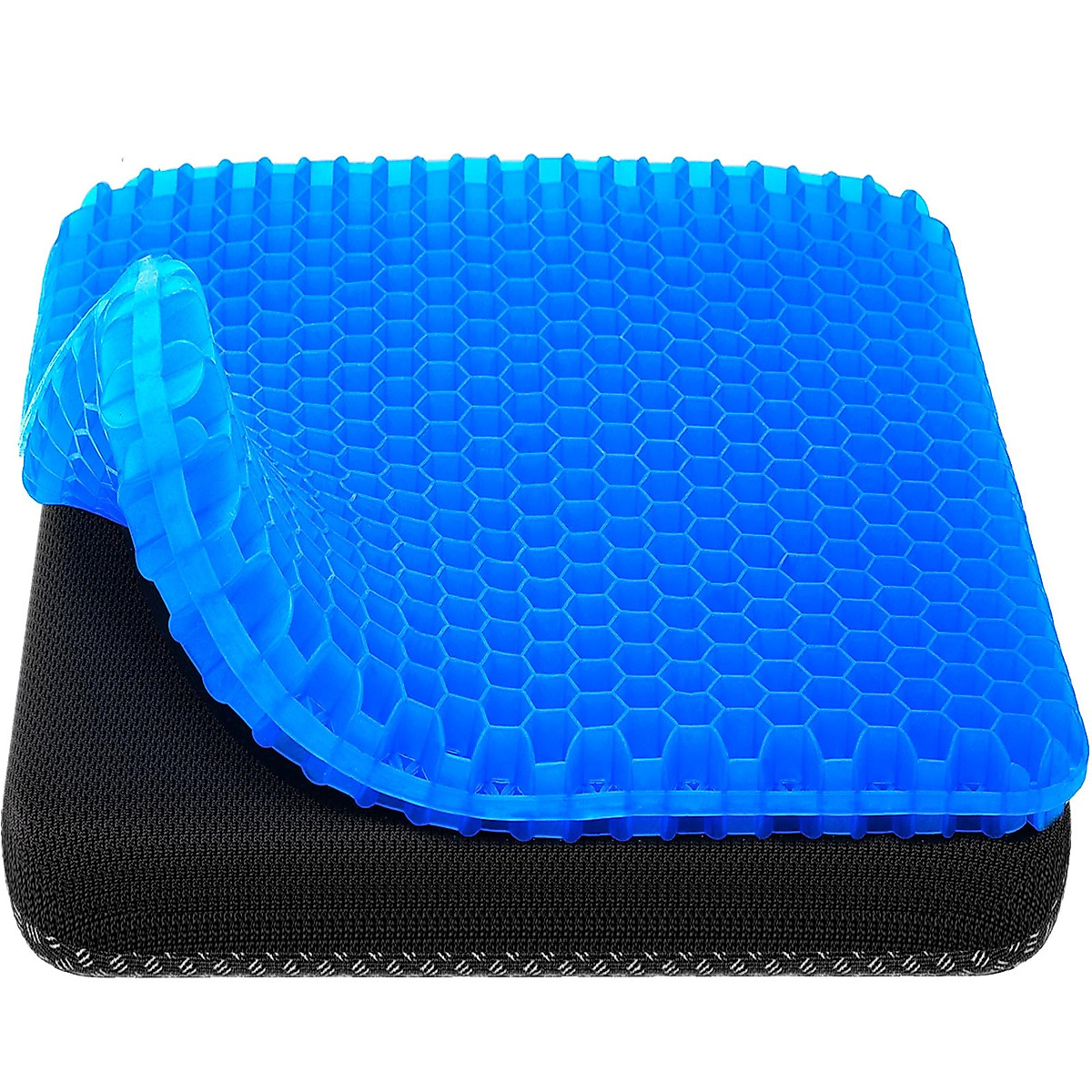 Gel Seat Cushion, Cooling seat Cushion Thick Big Breathable Honeycomb Design Absorbs Pressure Points Seat Cushion with Non-Slip Cover Gel Cushion for Office Chair Home Car seat Cushion for Wheelchair
