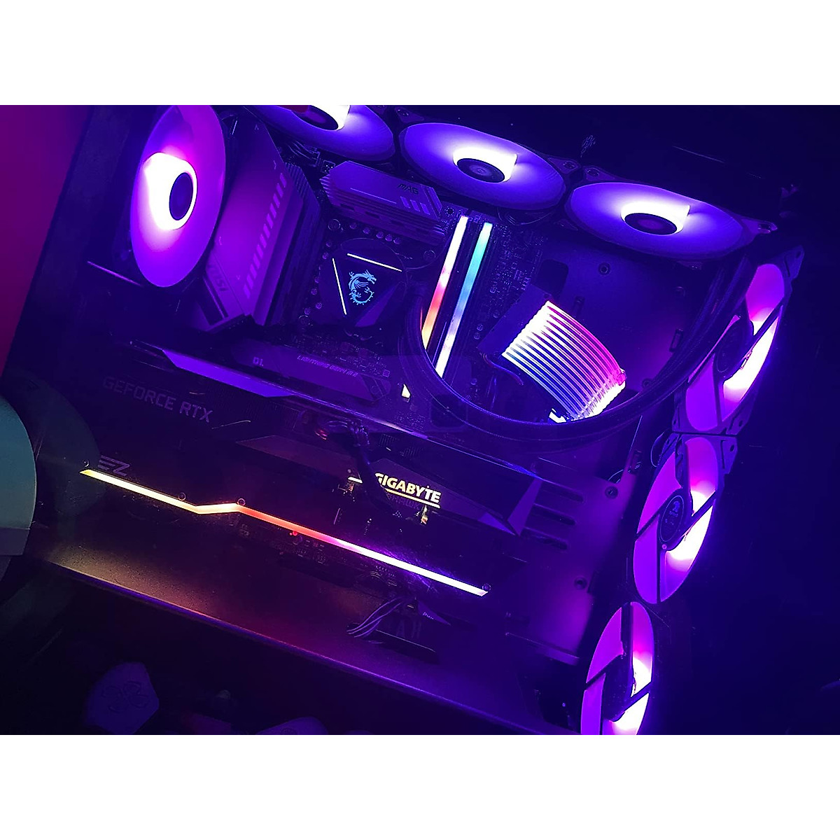 ASIAHORSE WD-001 Series 120mm Case Fan with Controller, Black 5V ARGB Motherboard Computer Case Fans Quiet High Airflow Adjustable Light Effect Computer Cooling Fan, 5 Pack