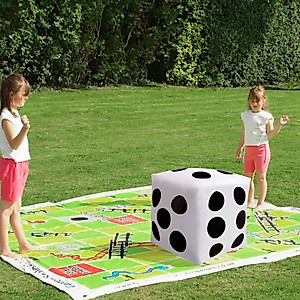 Novelty Place 2 Pcs Jumbo Inflatable Dice, 20" White and Black Giant Dice for Indoor and Outdoor Broad Game, Ludo and Pool Party