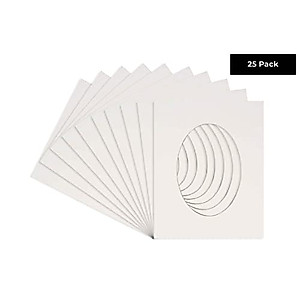 CountryArtHouse White Acid Free 18x24 Oval Picture Frame Mat with White Core Bevel Cut for 13x19 Pictures - Fits 18x24 Frame - Pack of 25 Matboard Show Kits with Acid Free Backings & Clear Bags