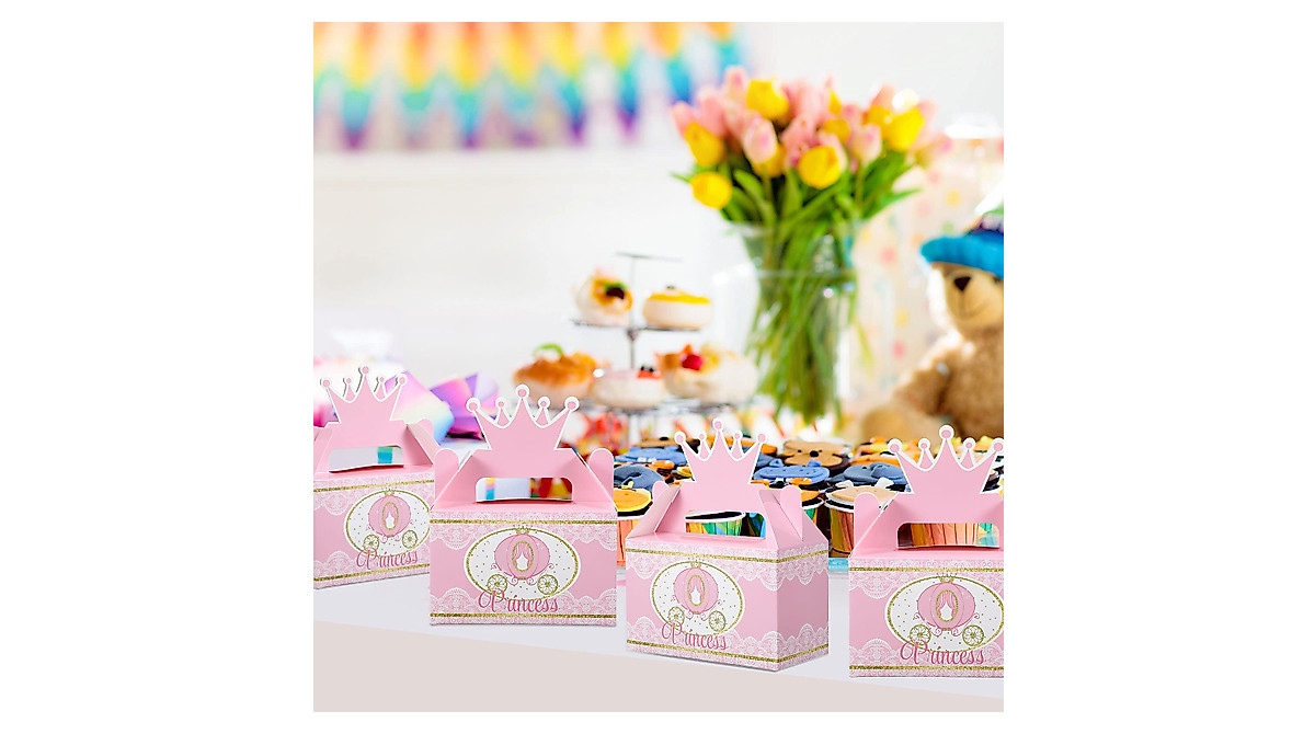 Outus 12 Pieces Little Princess Crown Treat Box Princess Decoration ...