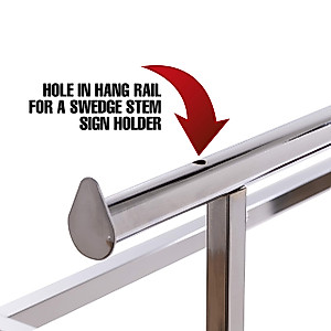 Econoco - Adjustable Heavy Duty Double Bar, Retail Clothing Rack, Rectangular Hangrail Rack w/V-Brace