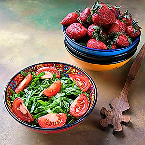 Crystalia Decorative Turkish Ceramic Serving Bowl Set of 6, Handmade Multicolor Dipping Charcuterie Bowls (Large-4PCs)