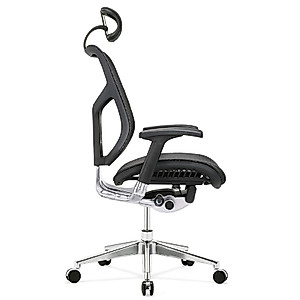 GM Seating Dreem XL Ergonomic Mesh Executive Hi Back, Swivel Chair, Chrome Base with Headrest, Black, Seat Slide, Passive Lumbar Support