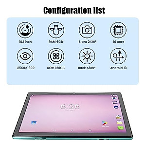 jerss HD Tablet Octa Core CPU Gaming Tablet 3 Card Slots 10.1 Inch FHD for Travel (US Plug)