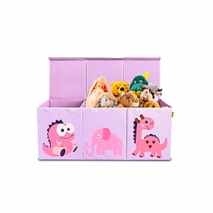 Ethiques Purple (Cute Dinosaur) Collapsible Large toy chest 40X16X14 Inch