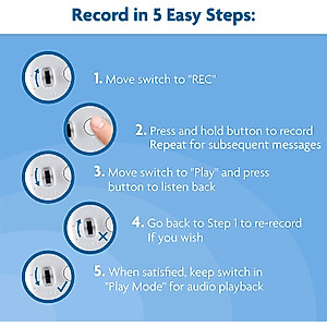 VoiceGift 60 Second Multi-Message Voice Recorder, Record Custom Messages for Plush Toy, Stuffed Bear Toy, Baby Doll Toy, and Pillow - 2 Pack