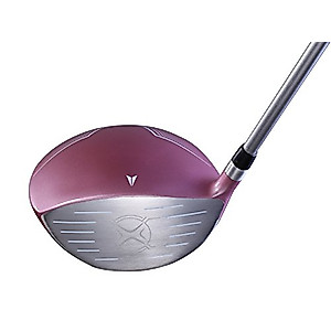 Aspire XD1 Ladies Womens Complete Right Handed Golf Clubs Set Includes Titanium Driver, S.S. Fairway, S.S. Hybrid, S.S. 6-PW Irons, Putter, Stand Bag, 3 H/C's Pink (Cherry Right Petite Size -1")