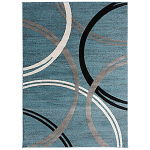 Rugshop Modern Wavy Circles Design Area Rug 3'3" x 5' Blue