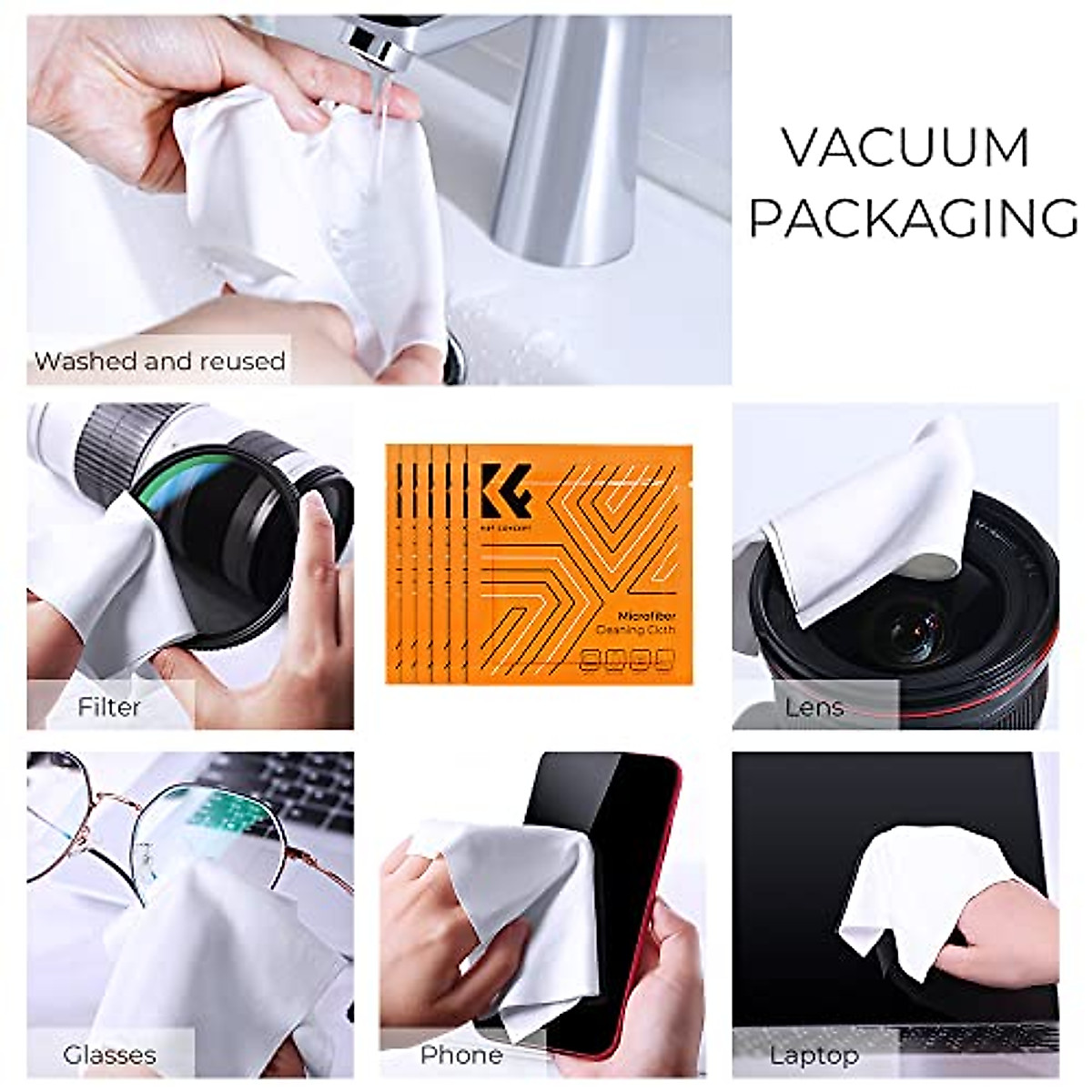 K&F Concept Professional Camera Cleaning Kit for DSLR & Mirrorless Cameras with APS-C & Full-Frame Sensor Cleaning Rods/Lens Cleaner/Gloves/Air Blower/Lens Pen Brush/Microfiber Cloths/Carrying Case