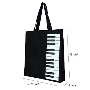 COCOMK Piano Keys Handbag Reusable Grocery Bag Shoulder Shopping Bag Tote Bag for Music Teacher Gift Bag