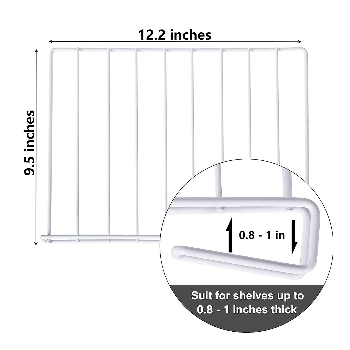 SEHERTIWY Shelf Dividers, 18 Pack Metal Closets Shelves Organizer, Wood Shelf Divider for Clothes, Book and Bedroom Organization