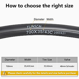 700C Heavy Duty Bike Tubes 700x35C/38C/40C/43C AV48 Schrader Valve (35/43-622) 700C Bicycle Inner Tubes Compatible with 700x35C 700x36C 700x37C 700x38C 700x40C 700x42C 700x43C Bike Tire Tubes 2-PCS
