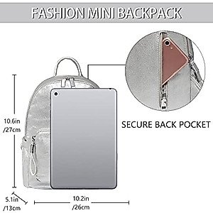 VASCHY Mini Backpack Purse, Cute Faux Leather Small Backpack Purse for Women and Teen Girls with Double Compartment Silver