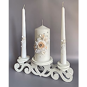 Magik Life Unity Candle Set for Wedding - Wedding décor - Decorative Candles Pillar - Candle Sets - 6 Inch Pillar and 2 10 Inch Tapers - Best Unity Candle (Peach)