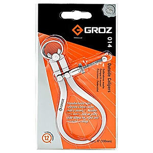 Groz 01411 4" Spring Outside Caliper, Matte Finish, with Solid Nut