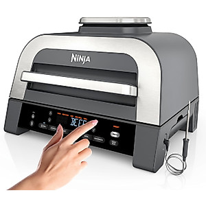 Ninja DG551 Foodi Smart XL 6-in-1 Indoor Grill with Air Fry, Roast, Bake, Broil, & Dehydrate, Foodi Smart Thermometer, 2nd Generation, Black/Silver (Renewed)