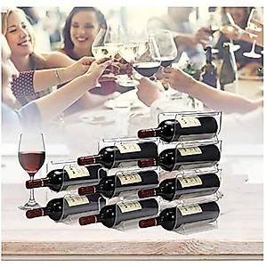 Modular Plastic Free-Standing Water Bottle and Wine Rack Storage Organizer for Kitchen Countertops, Pantry, Refrigerator ,Ideal Storage for Wine, Soda, Pop and Beer - Stackable, 2 Pack - Clear