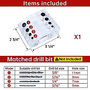 Muzata 30 90 Degree Angle Drill Guide Cable Railing Kit Stair Visible Drilling Template Drill Jig 4 Sizes for Straight and Angled Hole Lag Screw for Wood Post CT09,CT1