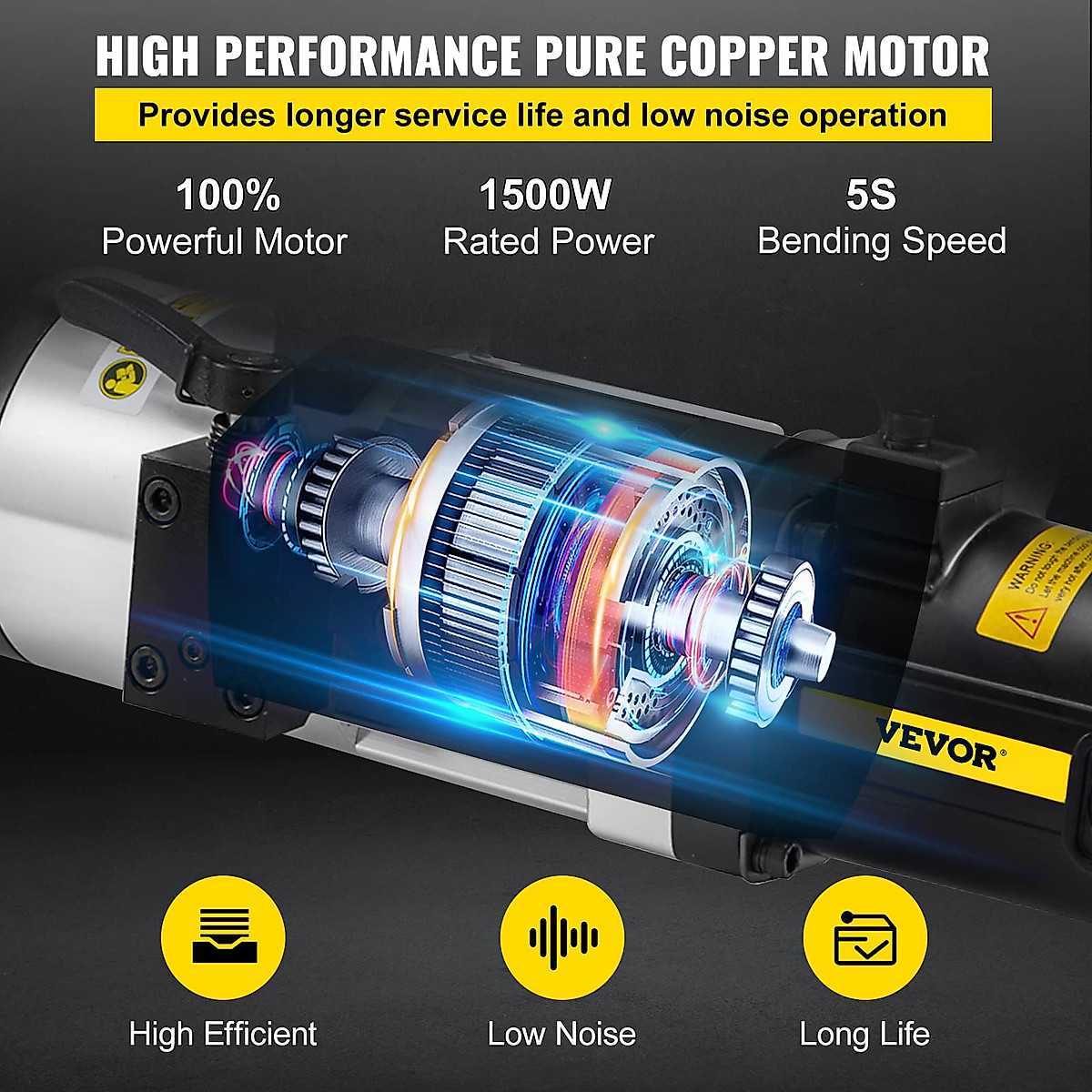 VEVOR 1.5KW Electric Rebar Bender, 1''(25mm) Hydraulic Electric Hand Held Rebar Bender, within 5s, 110V