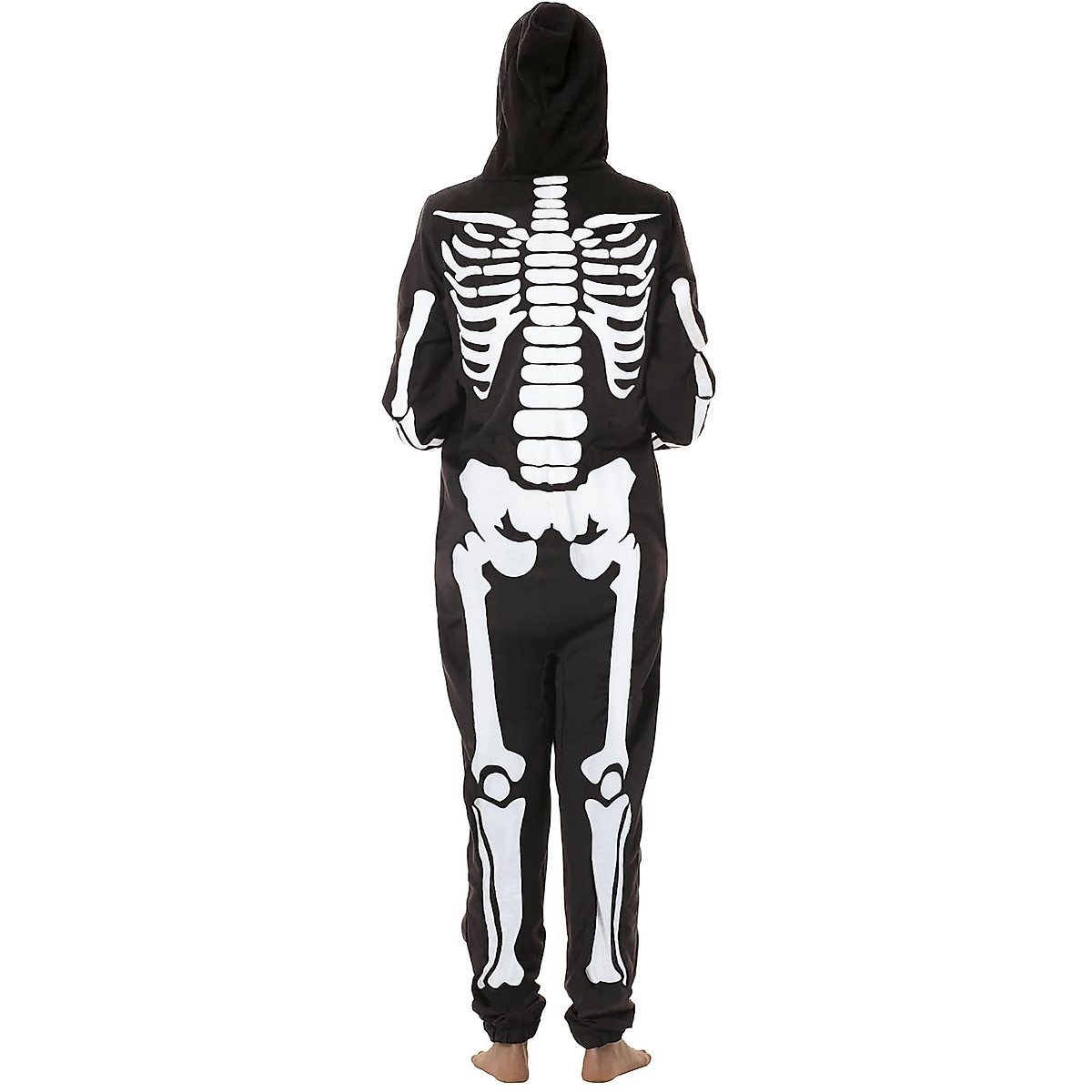 CYCLAMEN Skeleton Halloween Costume for Adults Couples Skeleton Onesie Jumpsuit Pajamas with Hood Family, for Women, S