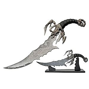 SZCO Supplies 21” Jagged Scorpion Printed Display Fantasy Sword With Wooden Display Stand