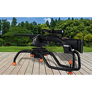 PORMUCAL Adjustable Ambidextrous Rifle Hunting Shooting Rest for Outdoor Range with Deluxe Universal Front Rest Bag