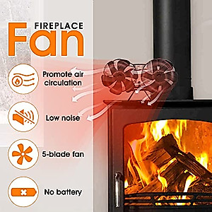 Xmasneed Wood Stove Fan Heat Powered, 12 Blade Fireplace Fan Non-Electric, Thermoelectric Fan EcoFan for Wood Burning Stove/Pellet/Log Burner (with Accessories Magnetic Thermometer), Dual Motors