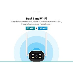 EVERSECU 2K/4MP 2.4G&5G Dual Band WiFi Outdoor IP Bullet CCTV Camera, Support Cloud and TF Card Storage, Two Way Audio, Weatherproof Smart Motion Spotlight Full Color Smart Night Vision