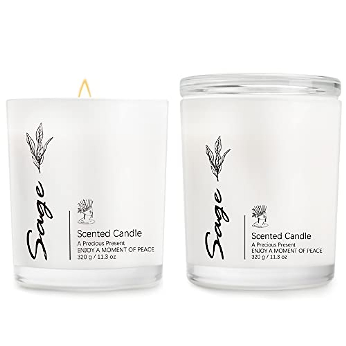 Sage Candles for Cleansing House Negative Energy, Alternative to Smudge Sticks, 22.6 OZ Sage Candles for Home Scented, Sage Smudge Candles for Meditation, Home Cleansing, Smudge Rituals, Pack of 2