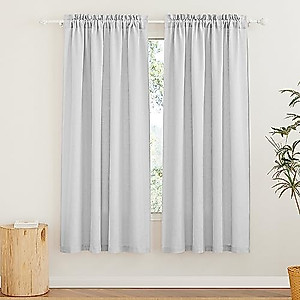 RYB HOME Linen Texture Wave Sheer Drapery for Cottage Garden, Privacy Window Sheers for Living Room, Dreamy Simi Transparent Sheer for Bathroom, Dove Grey, 52 in x 72 in per Panel, 2 Pcs