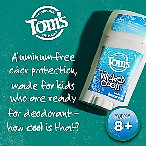 Tom's of Maine Aluminum-Free Wicked Cool! Natural Deodorant for Kids, Freestyle, 1.6 oz. 3-Pack (Packaging May Vary)