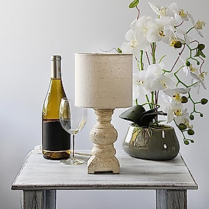 Elegant Designs LT3330-BGE 12.5" Country Farmhouse Petite Textured Column Table Desk Lamp with Drum Fabric Shade, Beige