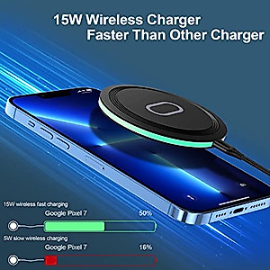 15W Fast Wireless Charger Pad for Google Pixel 7 Pro/6 Pro/6/5/5xl/4xl,Samsung Phone Wireless Charger Station for Samsung Galaxy S23 Ultra S22 S21 S20 S10 Plus/Note 20/A14,iPhone 14 Pro Max/13/12/11/8