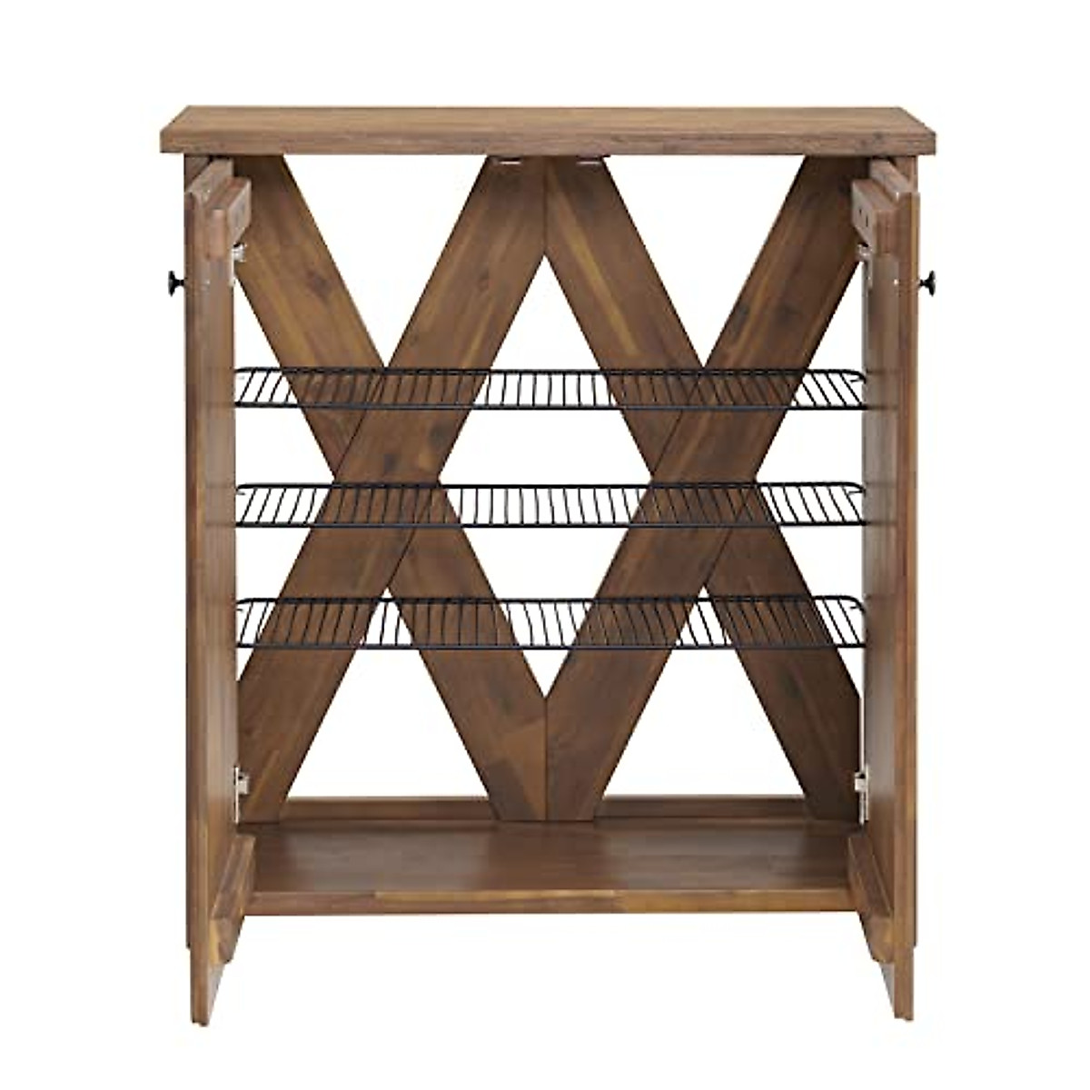 Alaterre Furniture Bethel Acacia Wood 31" W Shoe Cubbie Cabinet