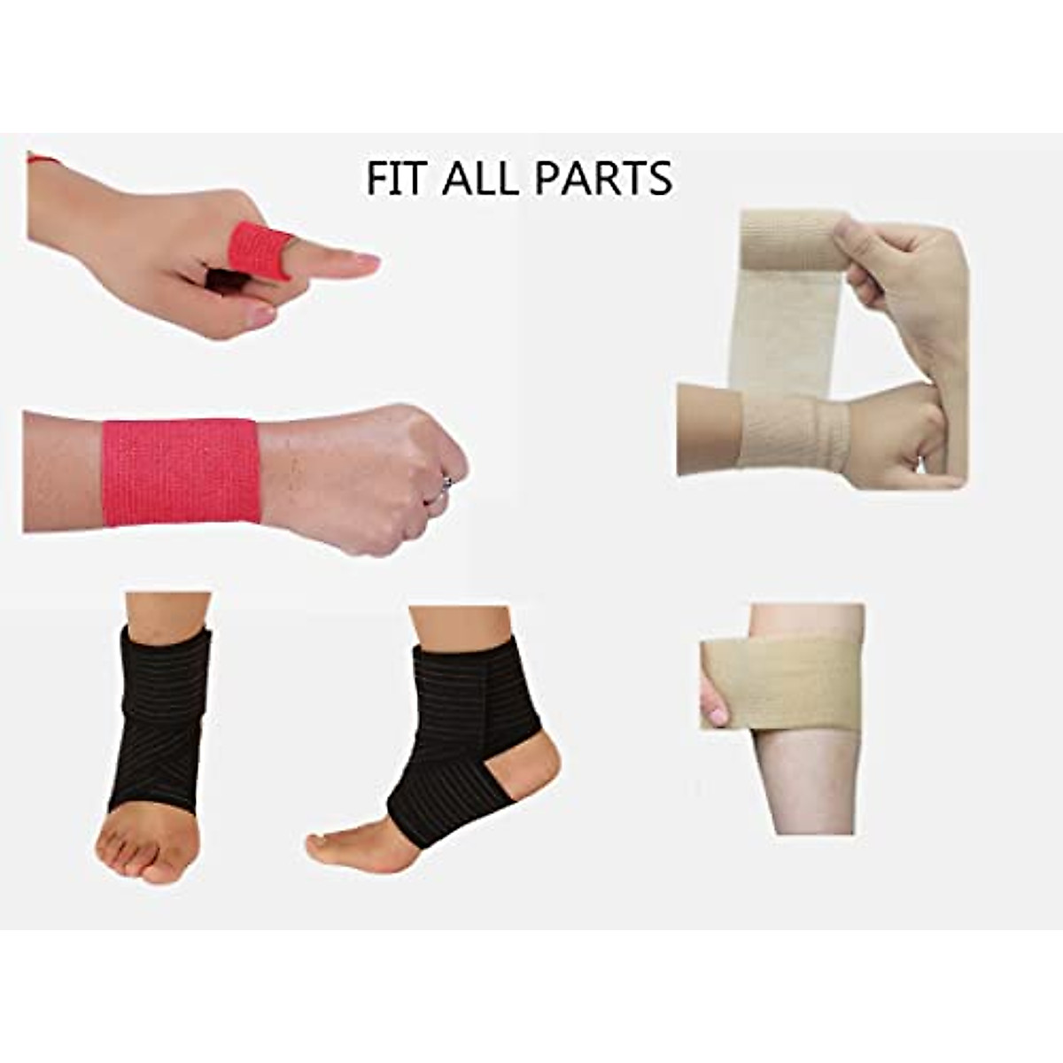 Transun Moo 6 Pack 2" x 5 Yards Self Adhesive Bandage Wrap Breathable Cohesive Vet Wrap for Pets, Elastic Self-Adherent Tape for Sports, Wrist, Ankle (Mixed Colors)