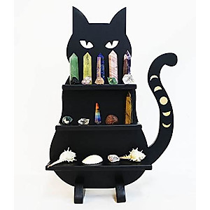 FF&YY Cute Black Cat Wall Shelf,Crystal Moon Shelf Decorative for Living Room,Dinning Room,Bed Room,Bath Room,Kids Room(Patent No.VA0002292241)