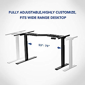 FLEXISPOT Pro Corner Desk Dual Motor L Shaped Computer Electric Standing Desk Sit Stand Up Desk Height Adjustable Desk Home Office Table, Black Frame Only