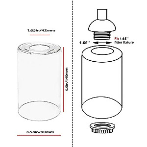 4 Pack Clear Glass Lamp Shade, 5.5in High, 3.5in Diameter, 1.65inch Fitter, Cylinder Glass Shades Replacement Lampshade Covers for Chandelier Vanity Wall Sconces Light Fixture High Transmittance