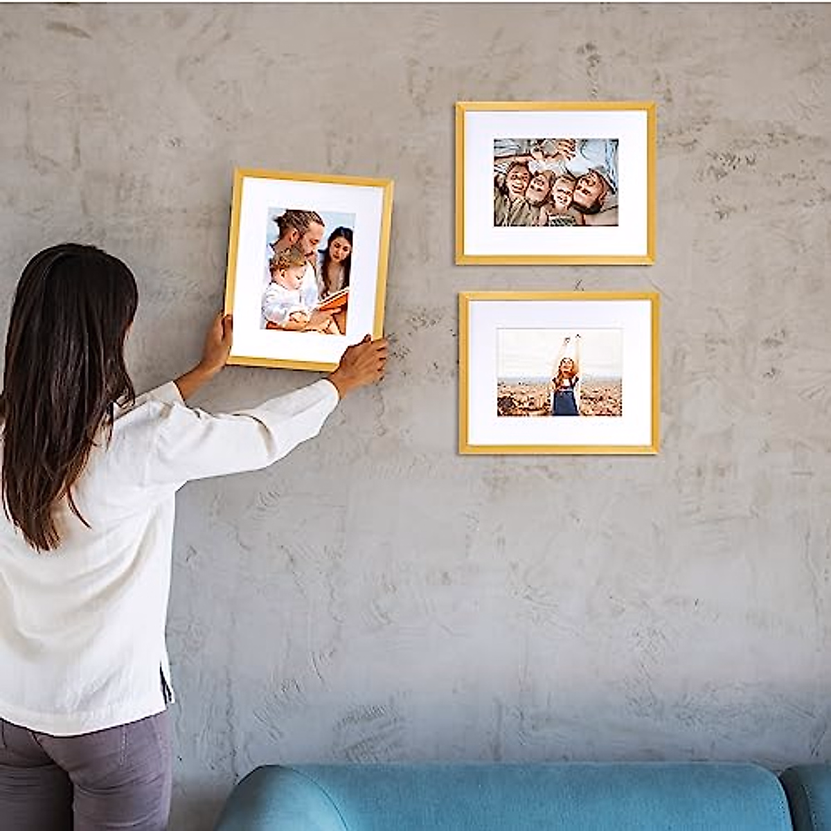 Giftgarden Gold 8x10 Picture Frame Set of 10, Matted to 5x7 Picture with Mat or 8 x 10 Photo without Mat, Multi Golden Frames for Wall and Tabletop Display