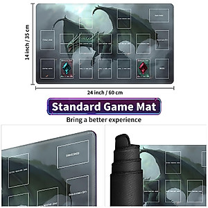 Playmat for OCG, Game Play Mat for TCG CCG 24 x 14 inch with Non-Slip Rubber Base and Stitched for Board Games and Table Magic, Green Dragon