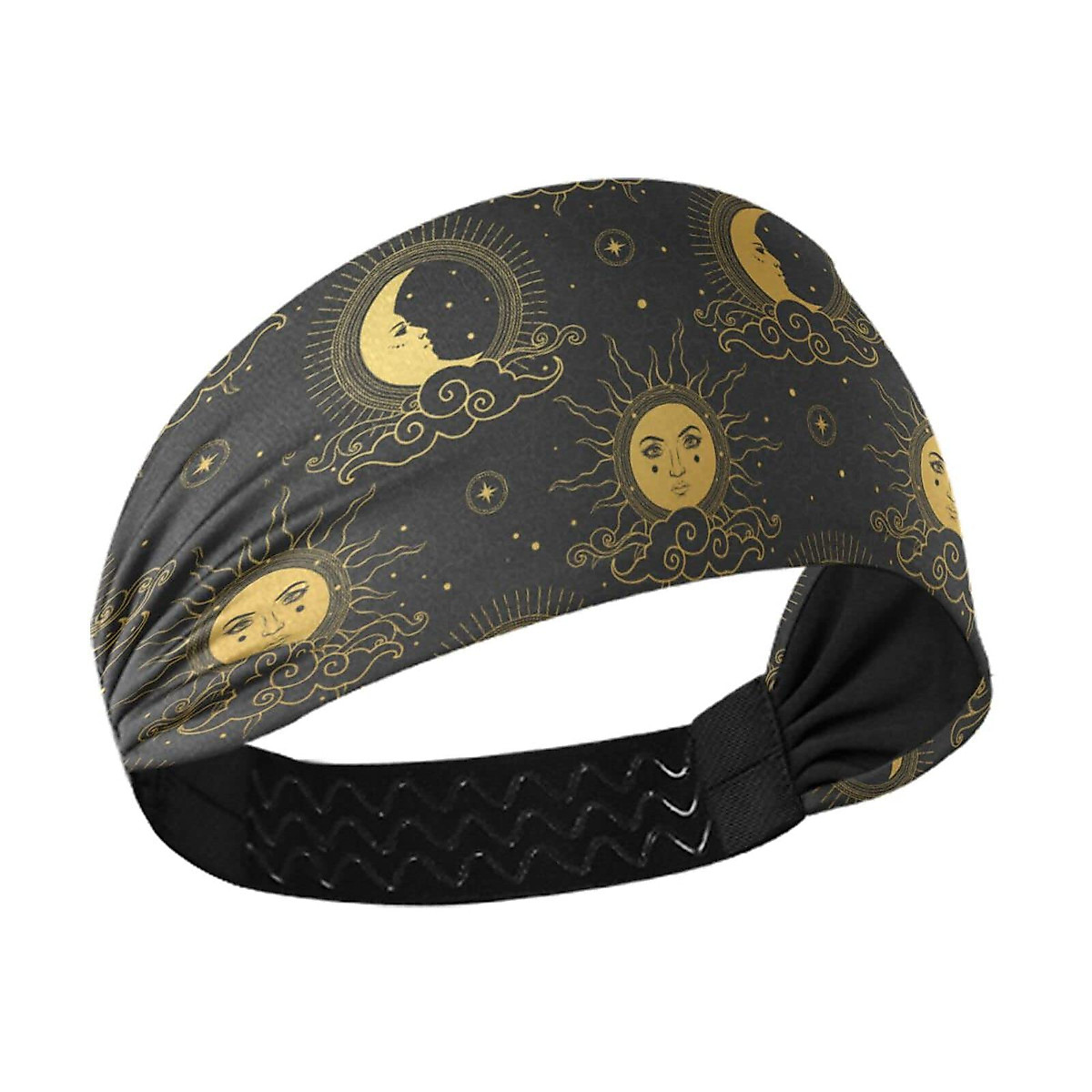 JHKKU Sun Moon Vintage Sport Sweatbands Non Slip Breathable Workout Headbands Elastic Sport Hair Bands for Women Yoga Running Outdoor Sports Travel Gym