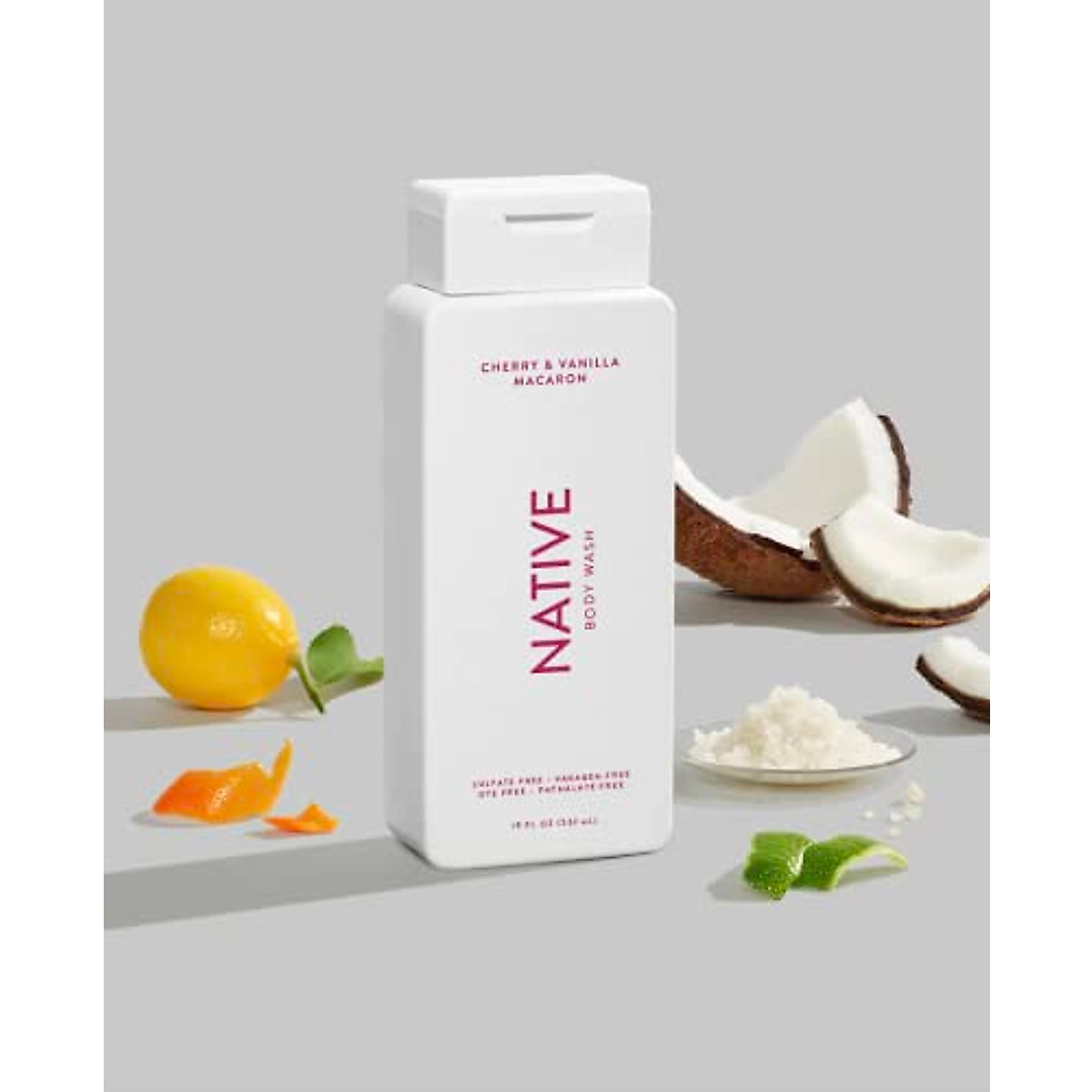 Native Body Wash Twin Pack | Naturally Derived Clean Ingredients, 18 fl oz (532 mL) Each (Cherry Vanilla & Macaron/ Sweet Peach & Nectar)